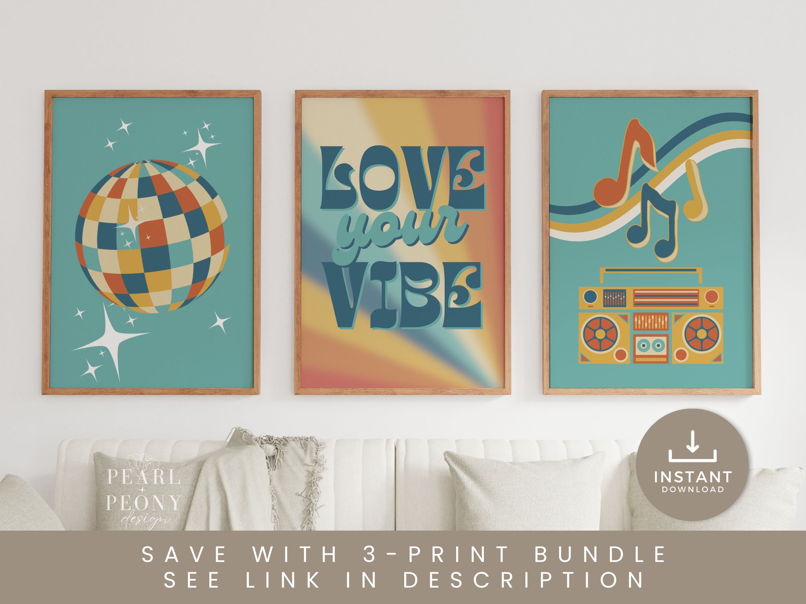 PRINTABLE Teal Preppy Retro Boom Box Wall Art Maximalist Wall - Etsy