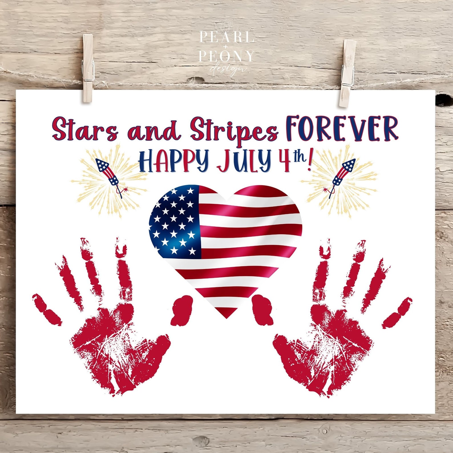 PRINTABLE July 4th Handprint Art Craft for Kids, 4th of July Activity ...