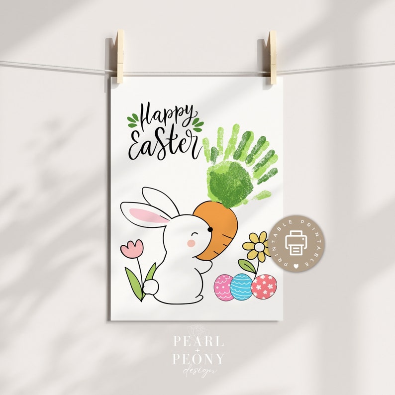 PRINTABLE Easter Handprint Art Craft for Kids, Carrot Keepsake Art ...