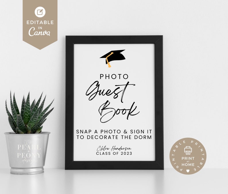 Graduation Photo Guest Book Sign Template Photo Guestbook - Etsy