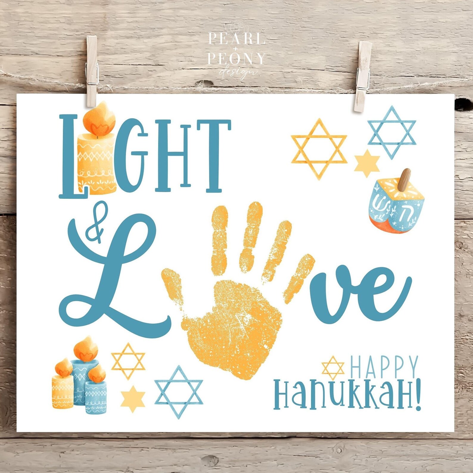 PRINTABLE Hanukkah Handprint Art Craft, DIY Light & Love Holiday Card ...
