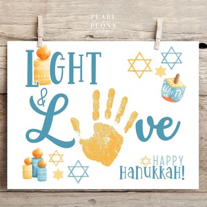 PRINTABLE Hanukkah Handprint Art Craft, DIY Light & Love Holiday Card ...