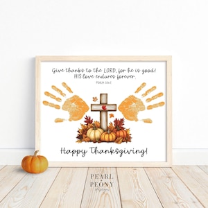PRINTABLE Christian Thanksgiving Handprint Art Craft, Bible Verse Fall ...