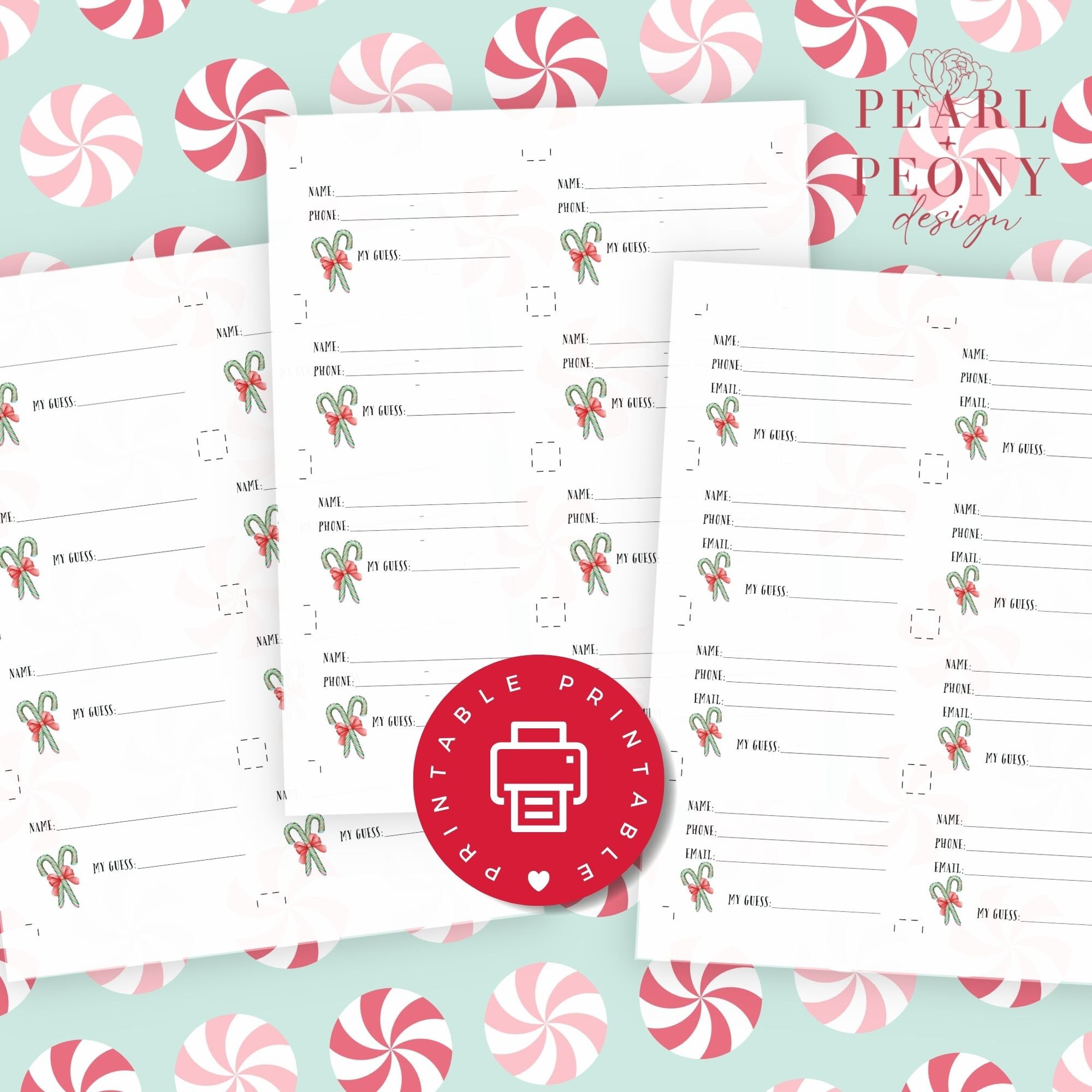 PRINTABLE Christmas Candy Guessing Game, Holiday Birthday Party Game ...