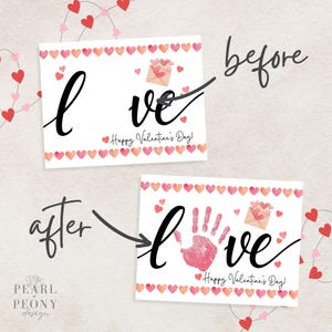 PRINTABLE Valentines Day Handprint Art Craft for Kids, Keepsake Art ...