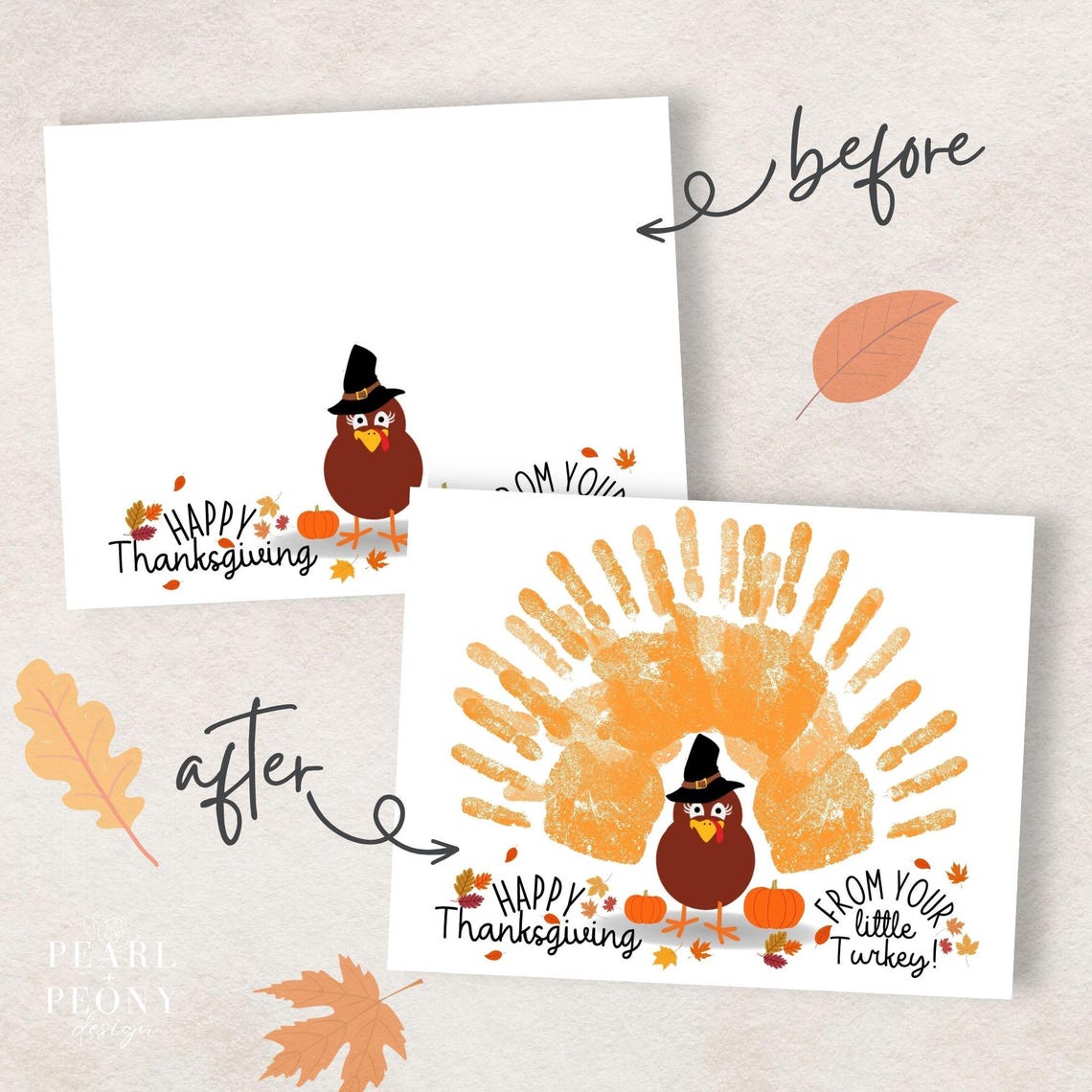 PRINTABLE Thanksgiving Handprint Art Craft, DIY Handprint Fall Art, Pre ...