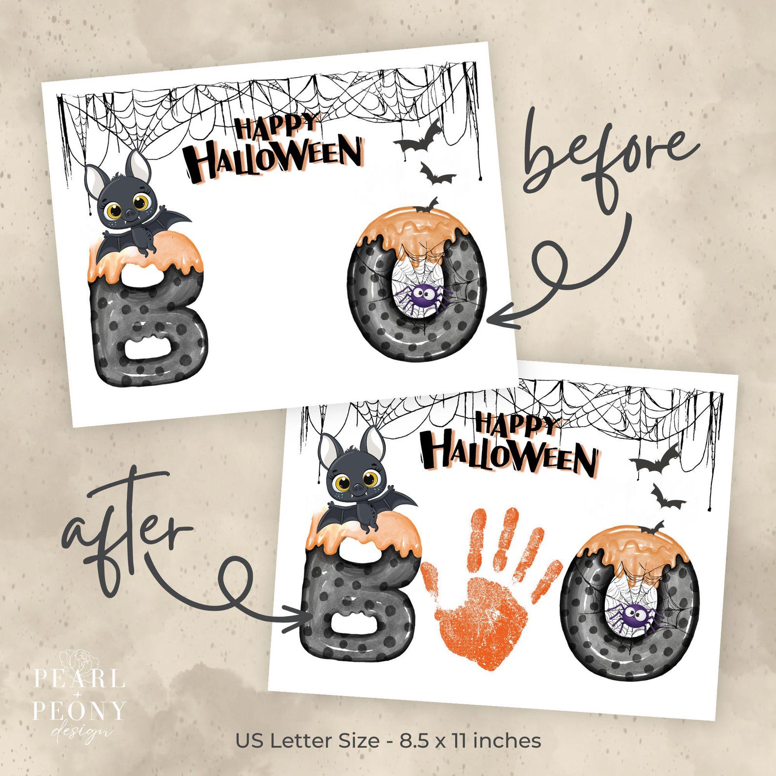 PRINTABLE Halloween Handprint Art, BOO Handprint Fall Art Craft ...
