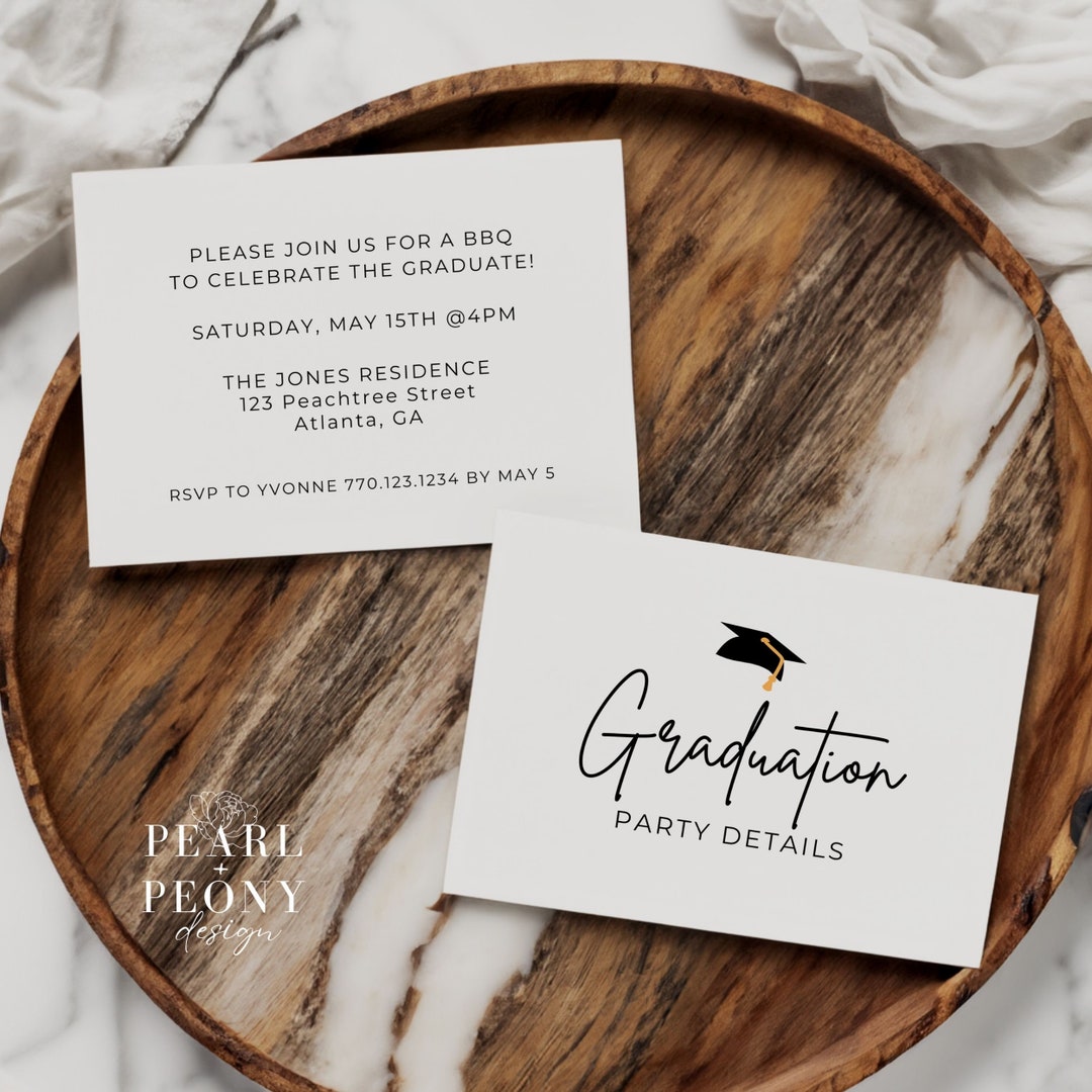 EDITABLE Graduation Party Details Card Template, Printable Party ...