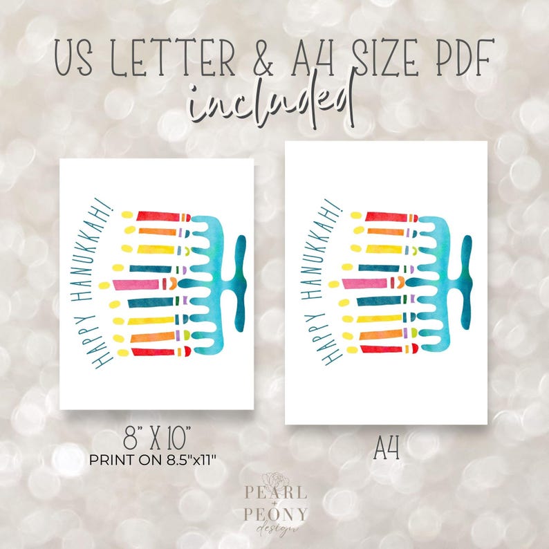 PRINTABLE Hanukkah Handprint Art Craft, DIY Menorah Fingerprint Card ...