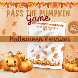 PRINTABLE Pass the Pumpkin Halloween Game, Left Right Game, Halloween ...