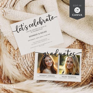 EDITABLE Dual Graduation Party Invitation TEMPLATE, Joint Twins ...