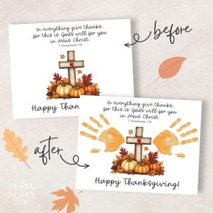 PRINTABLE Christian Thanksgiving Handprint Art Craft, Bible Verse Fall ...