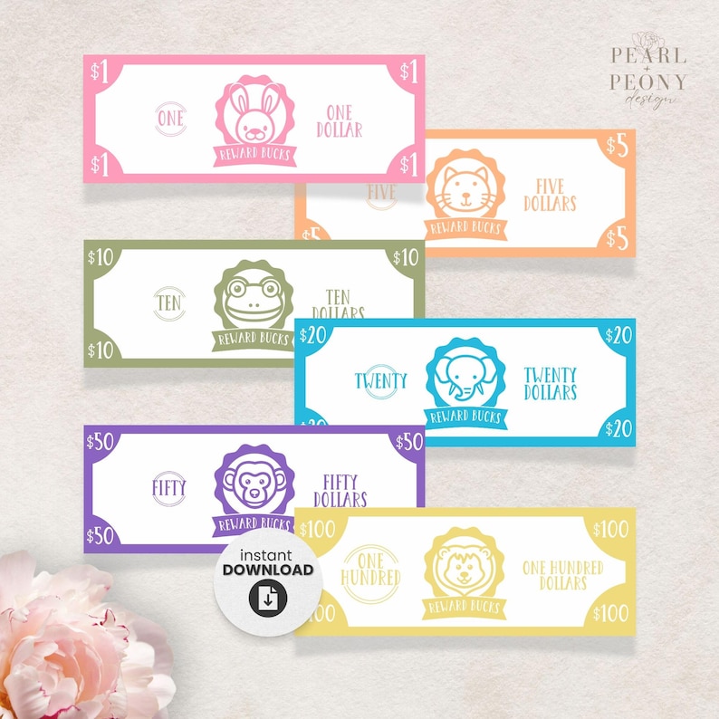 PRINTABLE Reward Bucks for Kids, Behavior Dollars, Play Money, Teacher ...