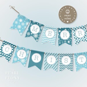 Merry Christmas Banner Garland PRINTABLE, Banner for Fireplace Mantle ...