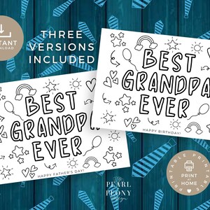PRINTABLE Best Grandpa Ever Coloring Page | Father's Day Card | Grandpa ...
