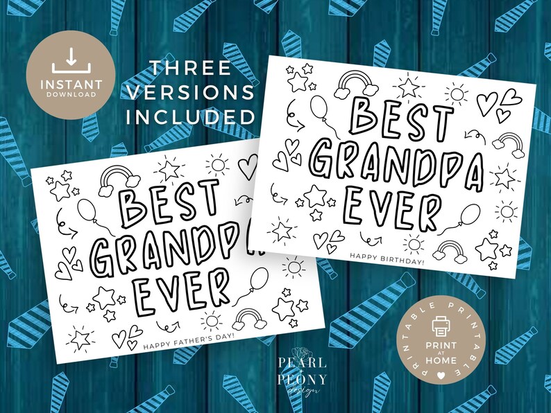 PRINTABLE Best Grandpa Ever Coloring Page Father's Day - Etsy