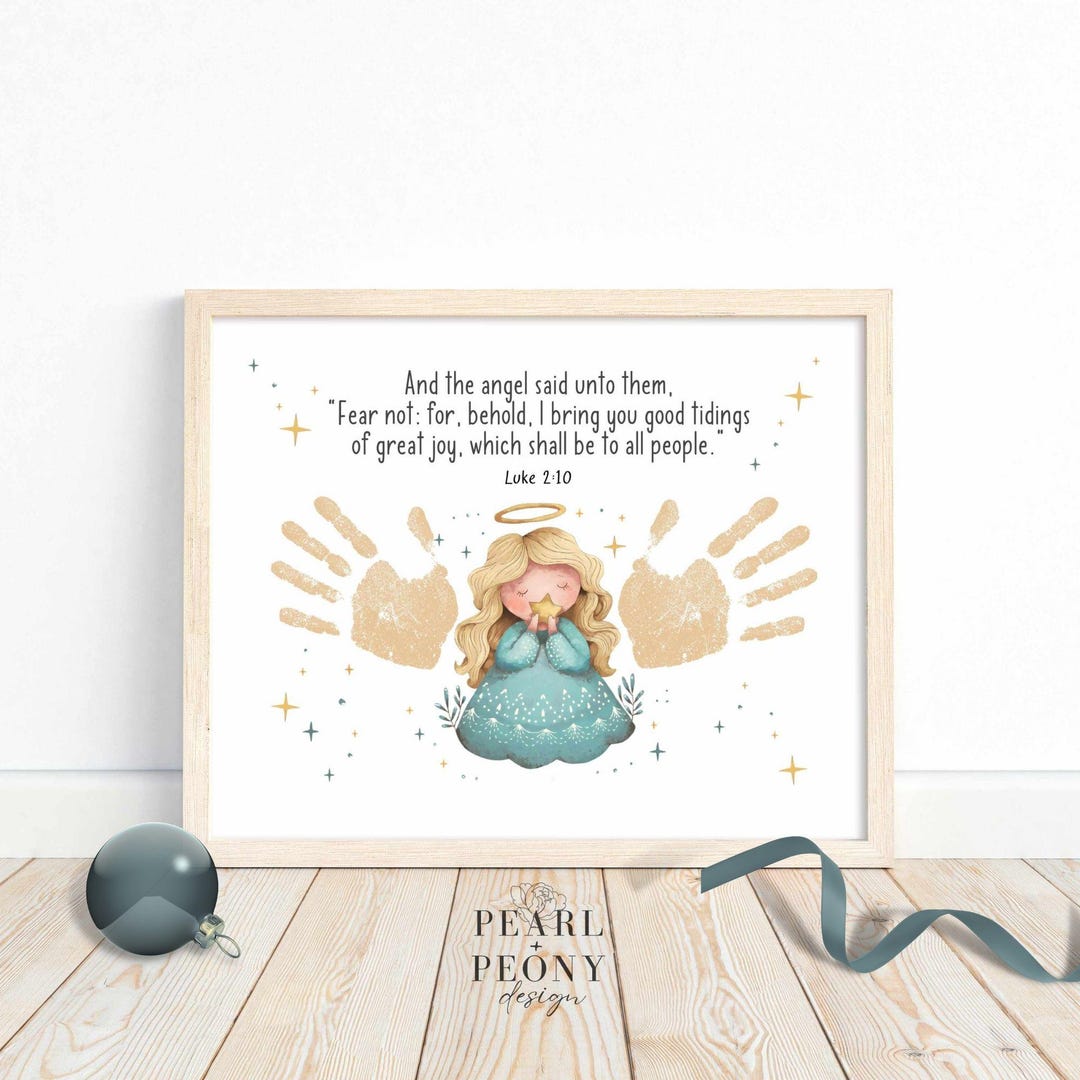 PRINTABLE Christian Christmas Handprint Art Craft, Angel Bible Verse ...