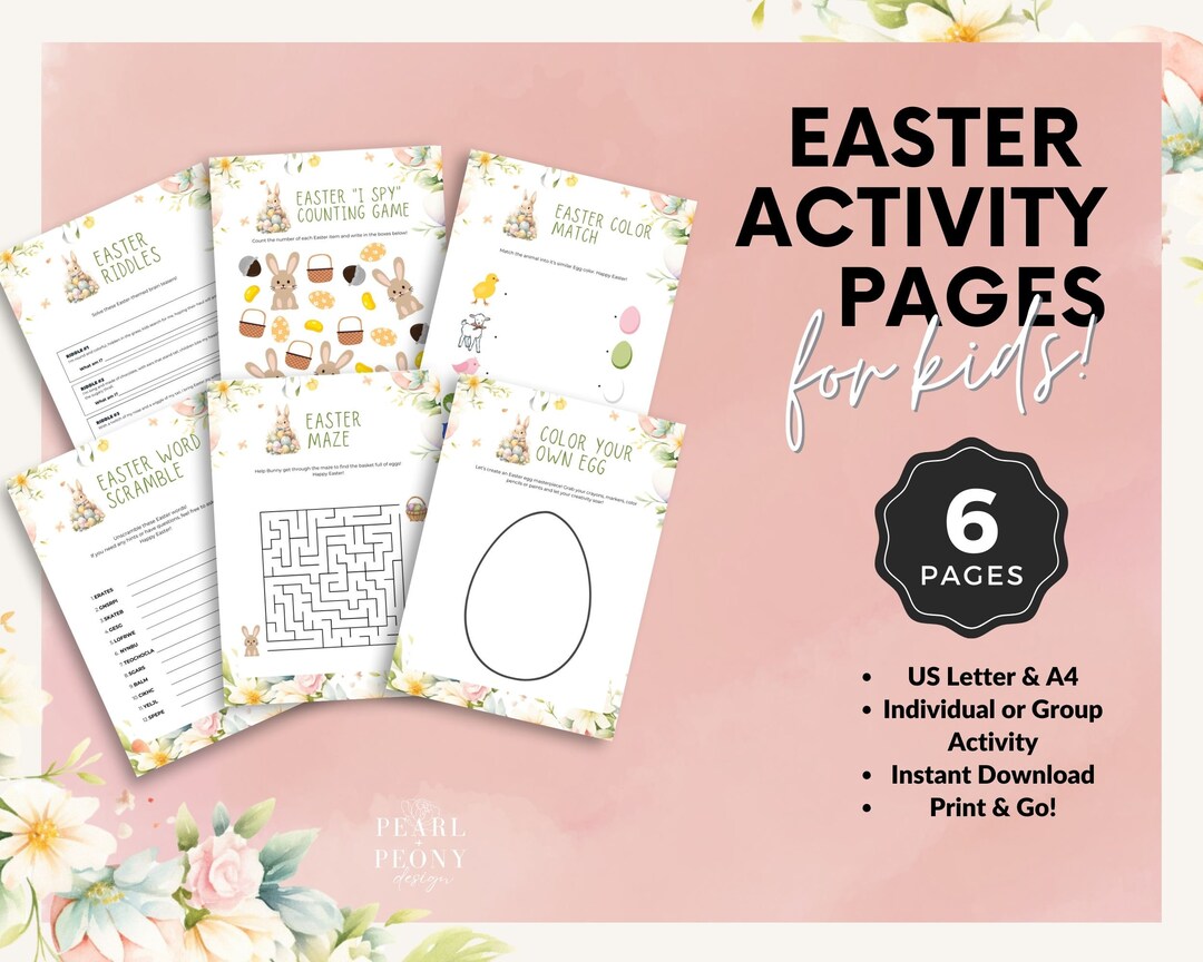 PRINTABLE Easter Activity Page Bundle for Kids, Easter Basket Games ...