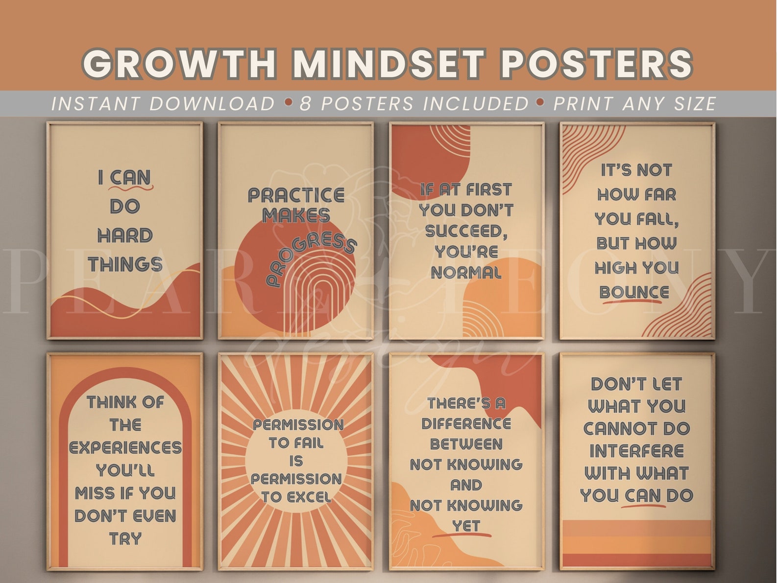 PRINTABLE Growth Mindset Poster Bundle Boho Classroom Decor - Etsy