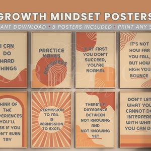 PRINTABLE Growth Mindset Poster Bundle, Boho Classroom Decor, Calm Down ...