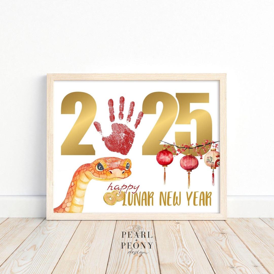 PRINTABLE 2025 Year of the Snake Handprint Art Craft for Kids, Chinese ...