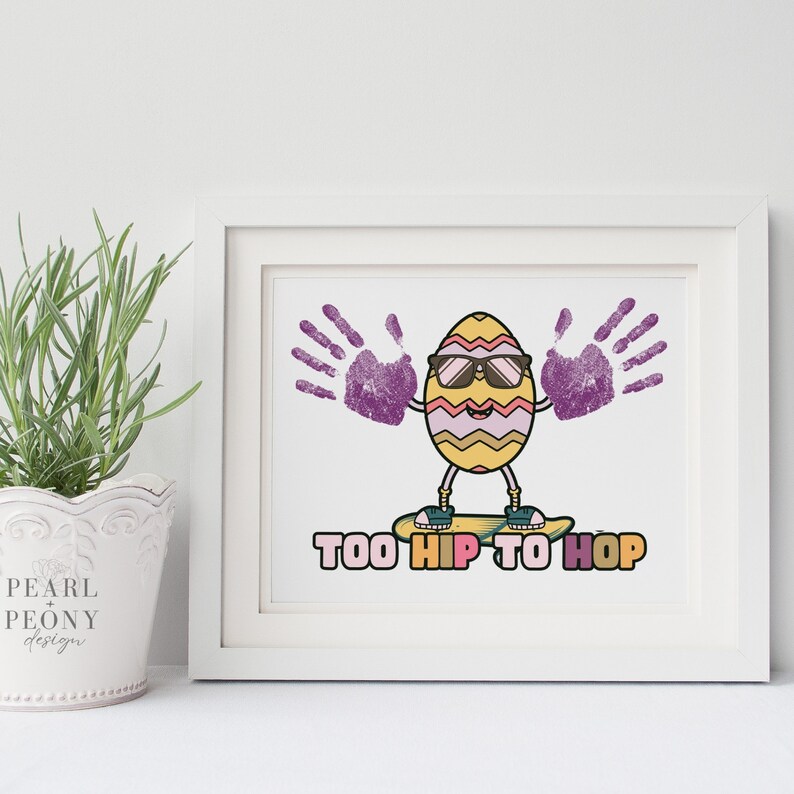PRINTABLE Easter Handprint Art Craft for Kids, Retro Egg Keepsake Art ...