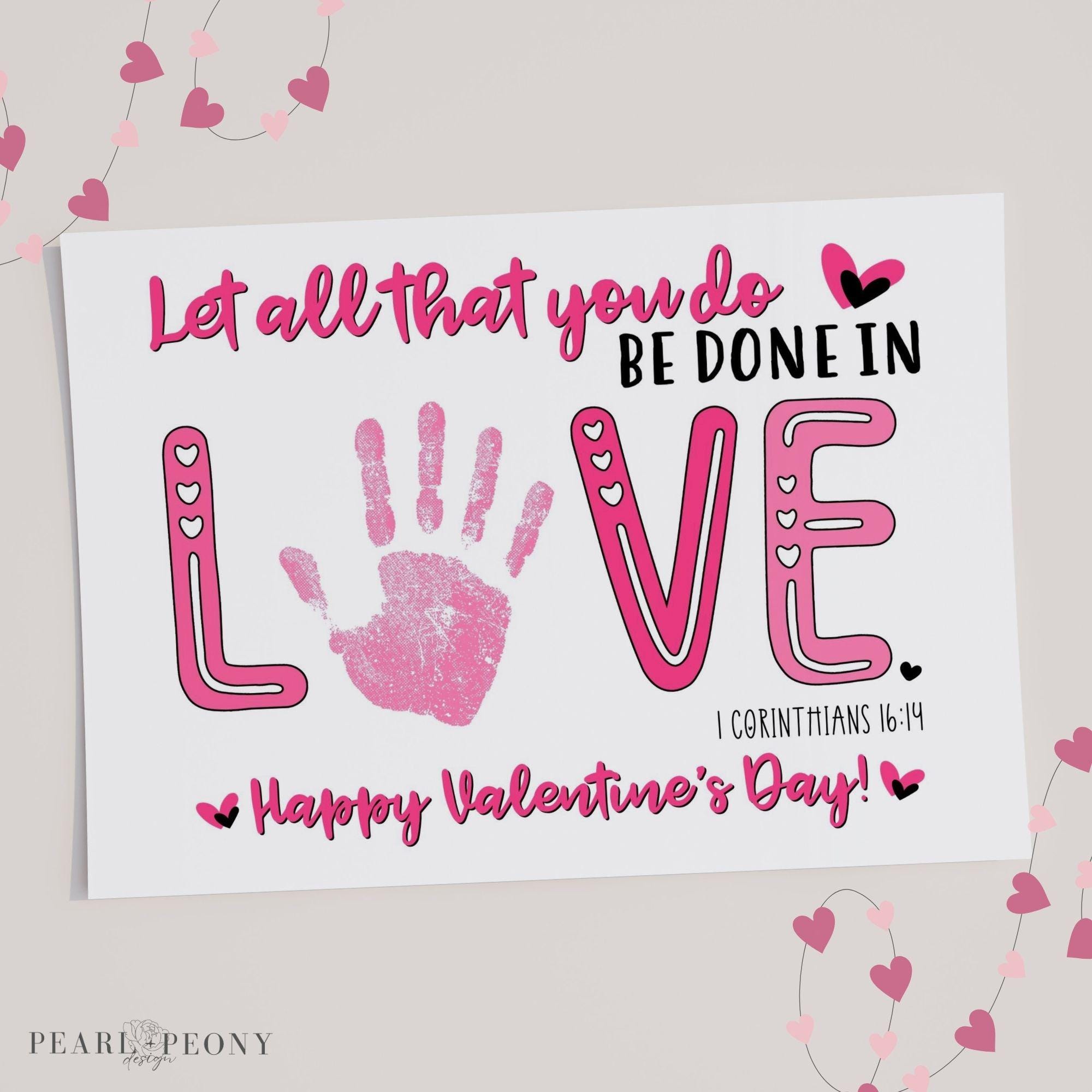 PRINTABLE Christian Valentines Day Handprint Art Craft Project, Toddler ...