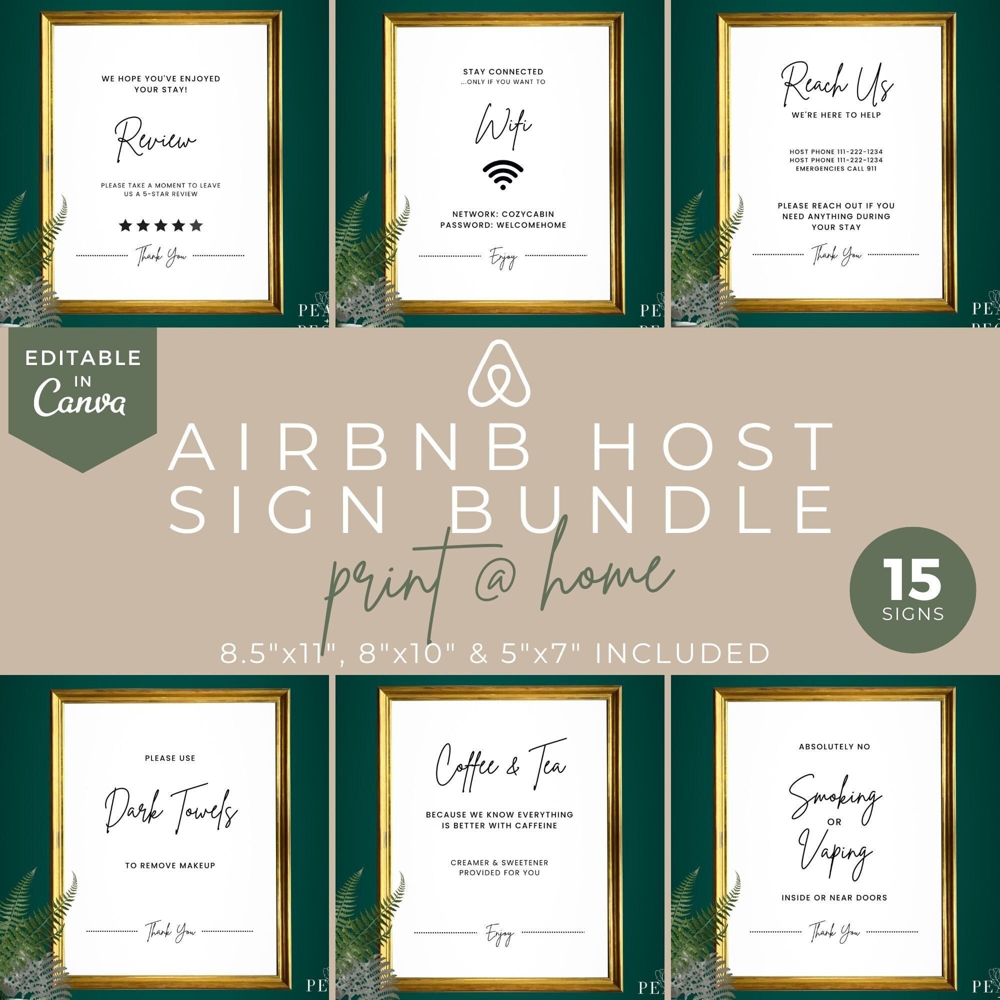 AIRBNB Sign Bundle Templates | Vacation Rental Printable Signage ...