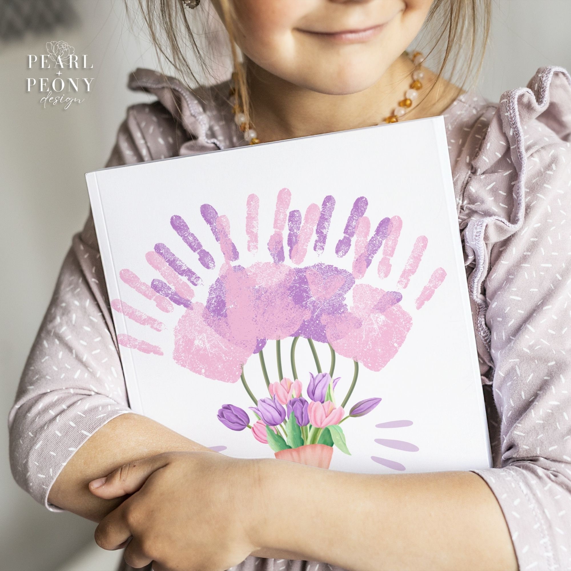 PRINTABLE Happy Birthday Handprint Art Craft, Tulip Handprint Bouquet ...
