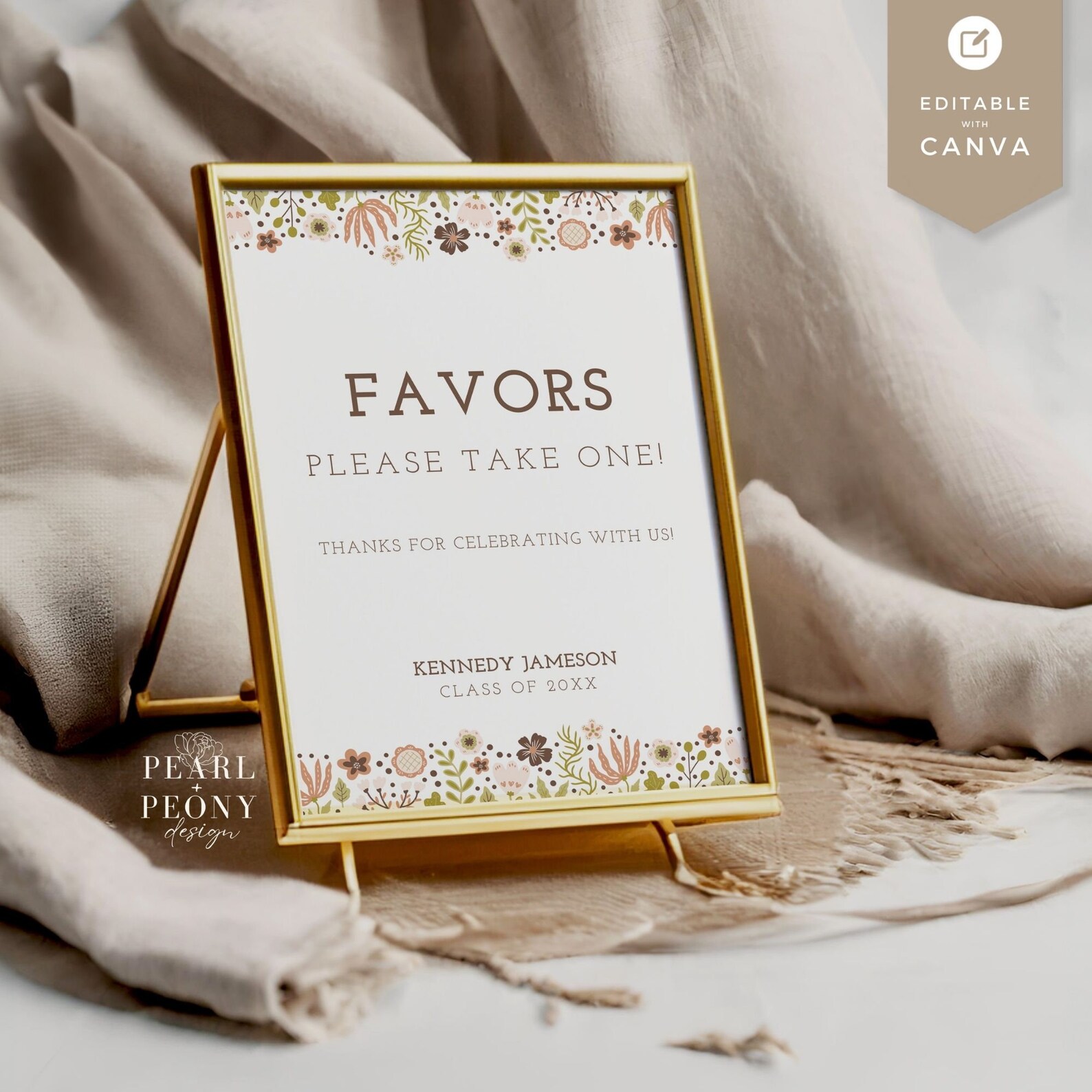 EDITABLE Graduation Party Favors Table Sign Template, Modern Boho ...