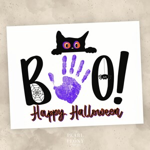 PRINTABLE Halloween Handprint Art, BOO Handprint Fall Art Craft ...