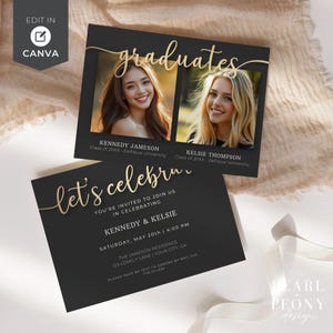 EDITABLE Dual Graduation Party Invitation TEMPLATE, Joint Twins ...