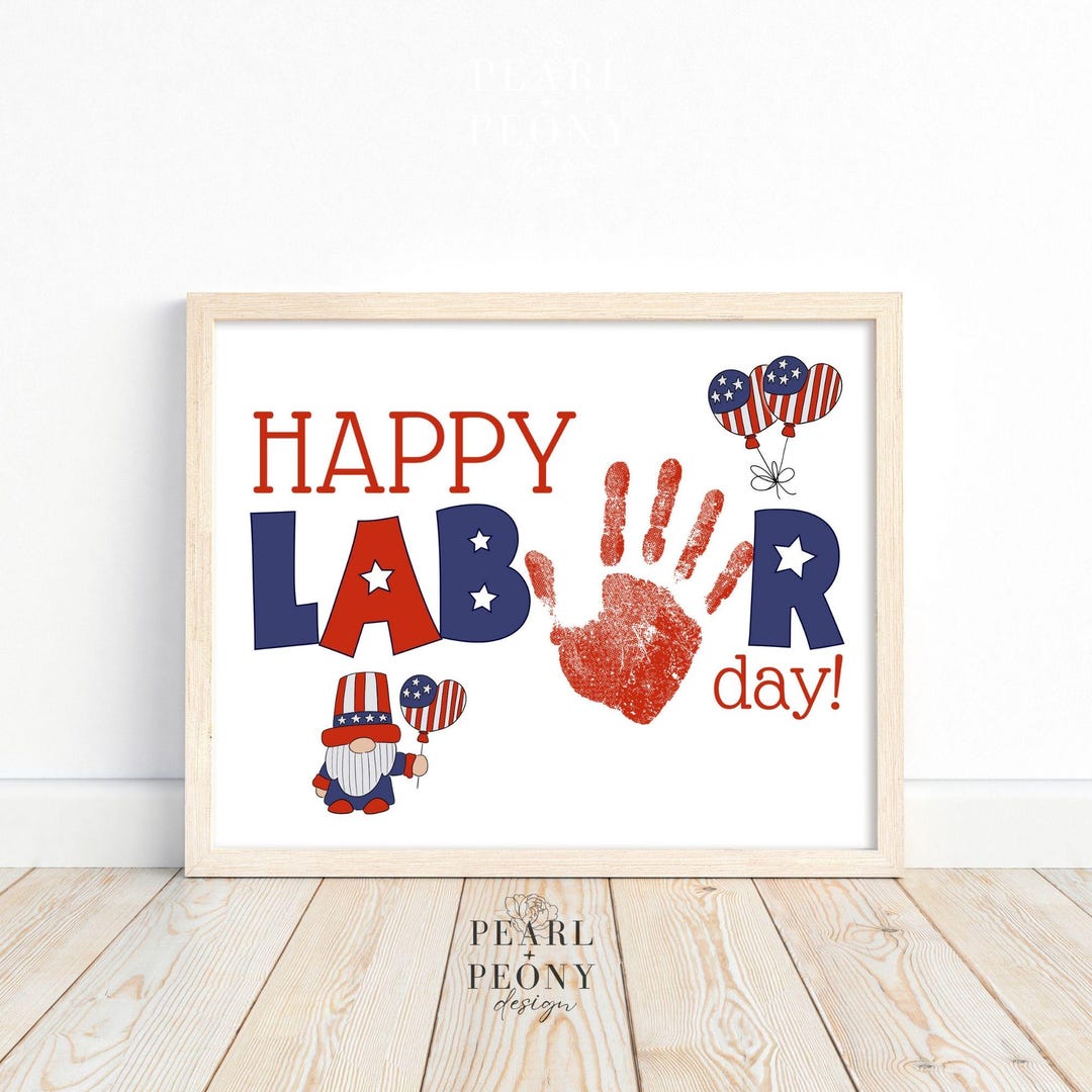 PRINTABLE Labor Day Handprint Art Craft for Kids, Patriotic Gnome ...