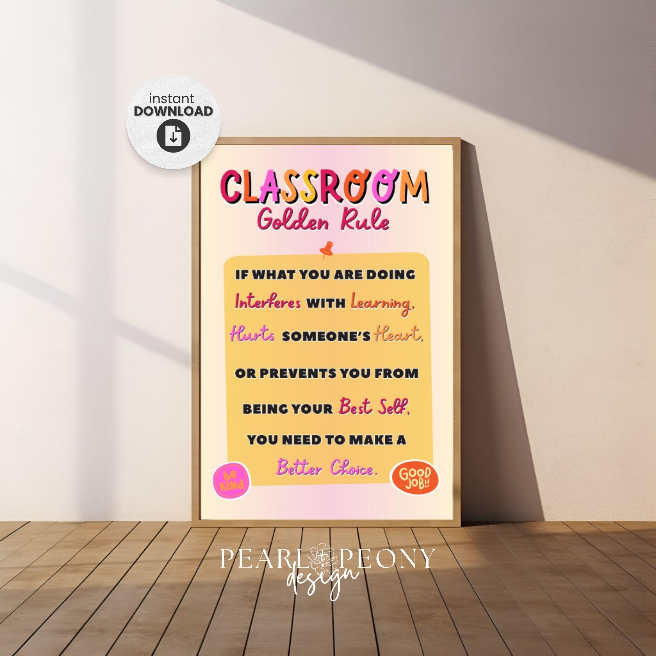 PRINTABLE Classroom Golden Rule Poster, Class Rules Sign, Back to ...