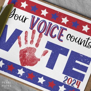 PRINTABLE Election Day Handprint Art Craft for Kids, Toddler Preschool ...