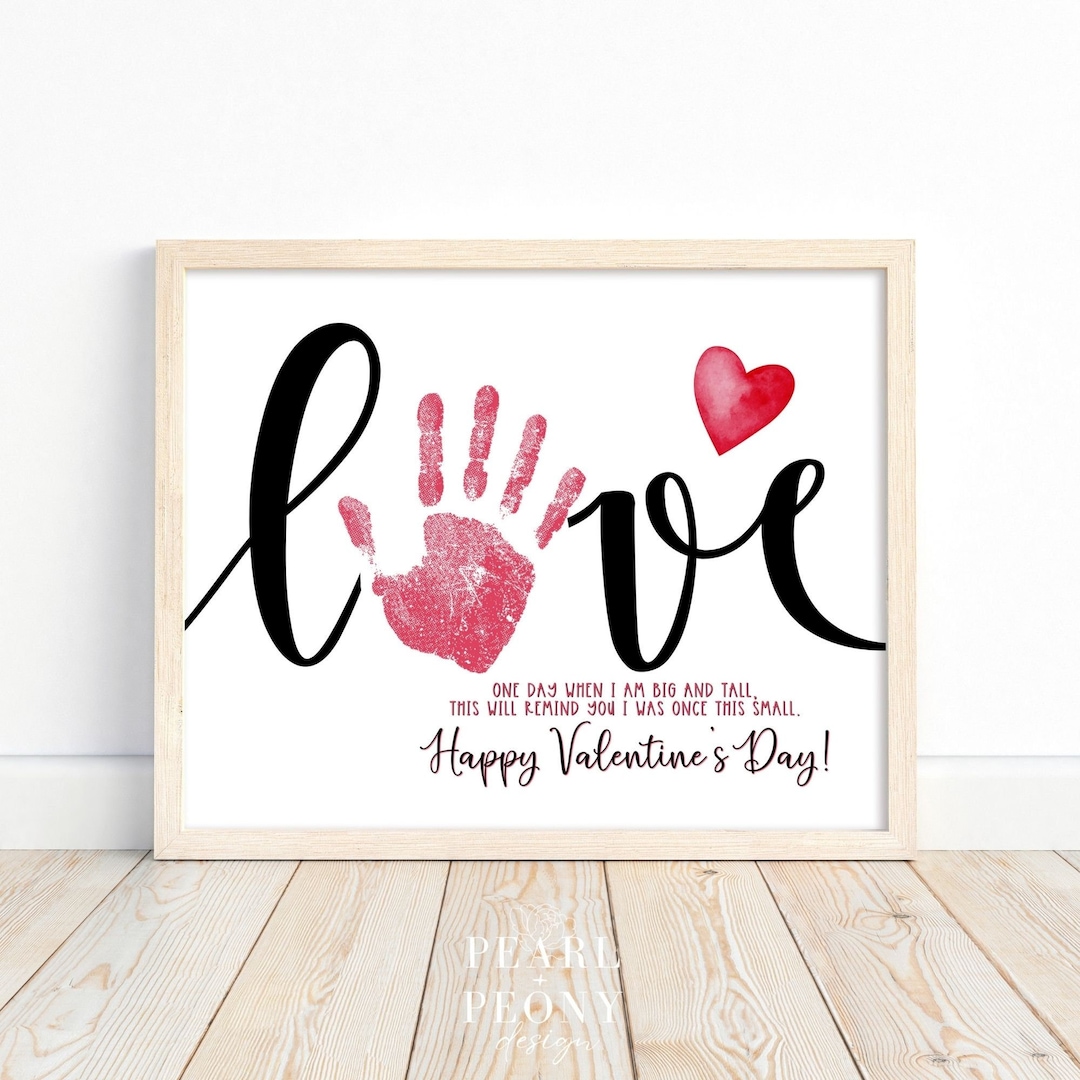 PRINTABLE Valentines Day Handprint Art Craft for Kids, Keepsake Art ...