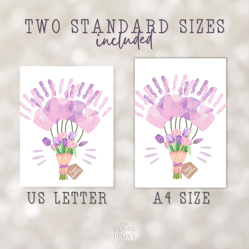PRINTABLE Happy Birthday Handprint Art Craft, Tulip Handprint Bouquet ...