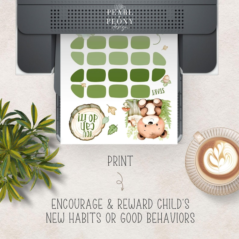 PRINTABLE Cute Bear Reward Chart, Kids Chore Chart, Routine Sticker ...