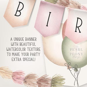 PRINTABLE Boho Watercolor Happy Birthday Banner, Birthday Garland ...