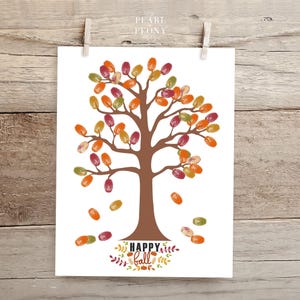 PRINTABLE Fall Leaves Handprint Art, Happy Fall Thumbprint Craft ...