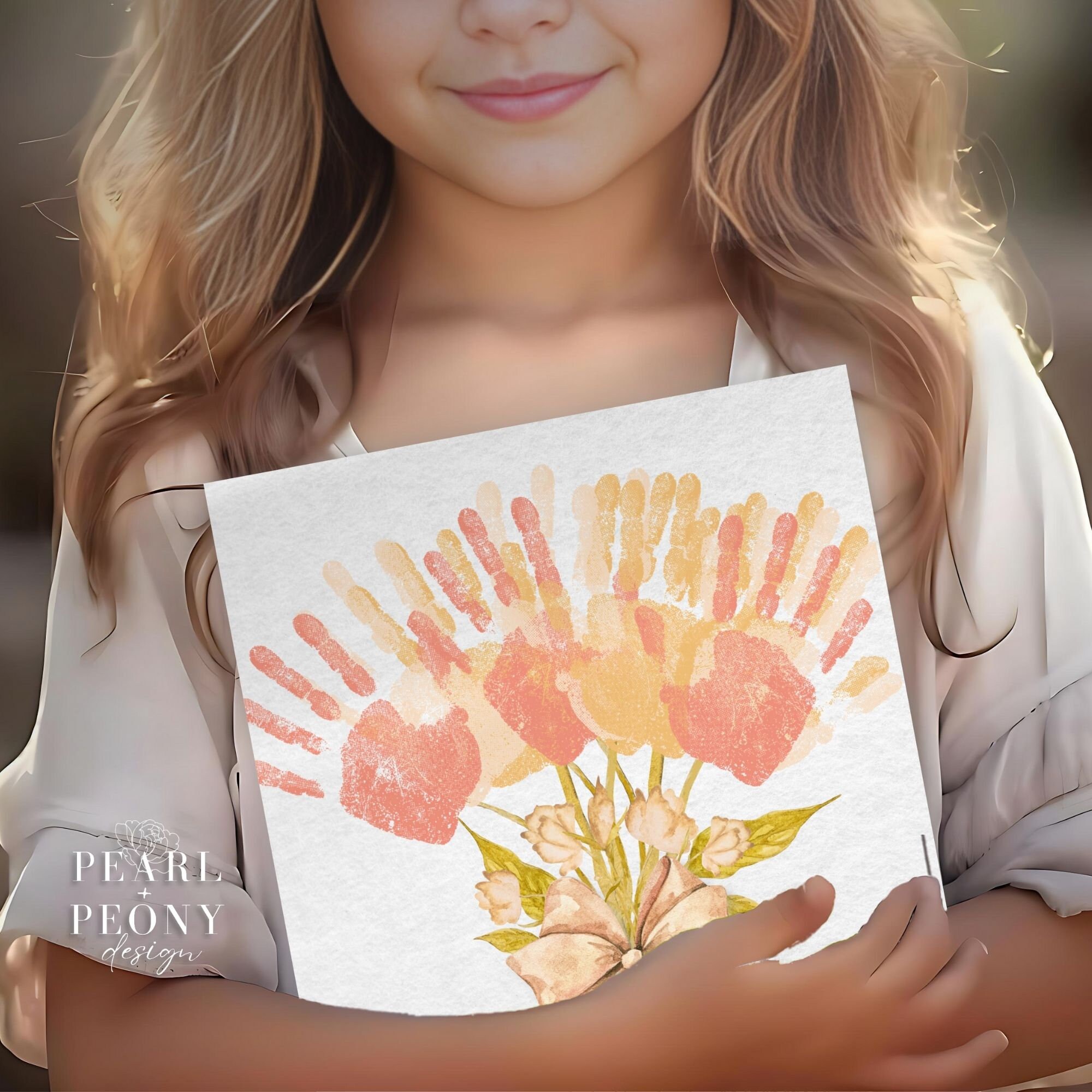 PRINTABLE Flower Handprint Art Craft, Happy Birthday Grandma Handprint ...