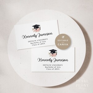 EDITABLE Graduation Name Card Insert Template, Grad Announcement Insert ...