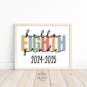 PRINTABLE 2024 Boho First Day of Eighth Grade Sign, Aesthetic Back to ...