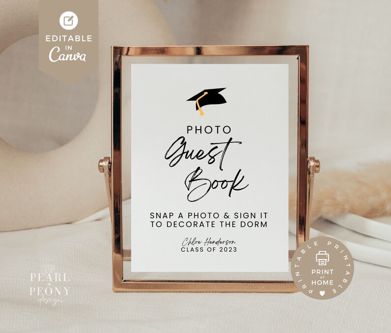 Graduation Photo Guest Book Sign Template Photo Guestbook - Etsy