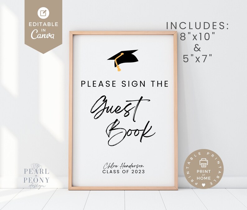Graduation Party Guest Book Table Sign Template Printable - Etsy