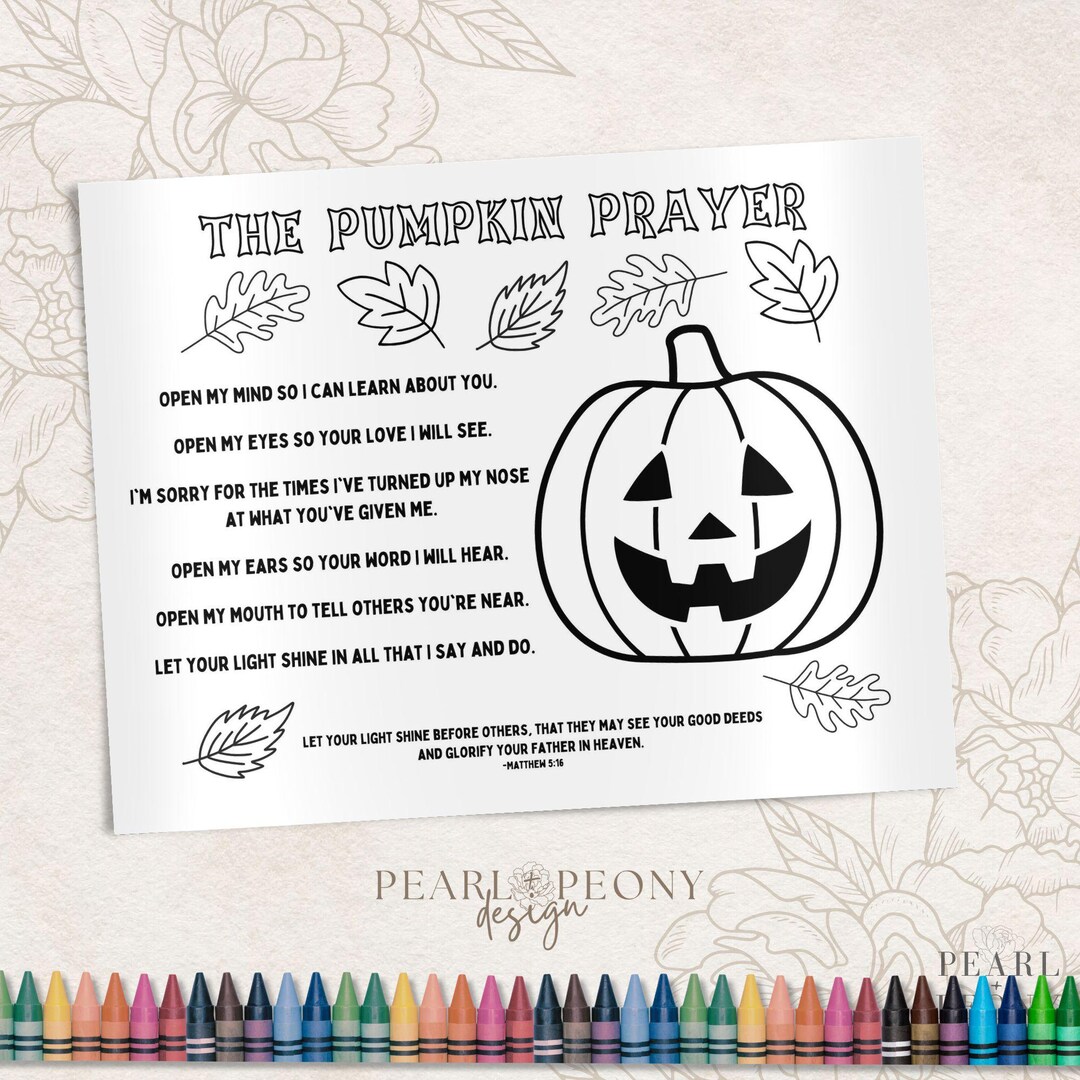 PRINTABLE Christian Halloween Pumpkin Prayer Coloring Page, Pumpkin ...