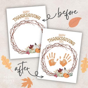 PRINTABLE Thanksgiving Handprint Art Craft, DIY Handprint Fall Art ...