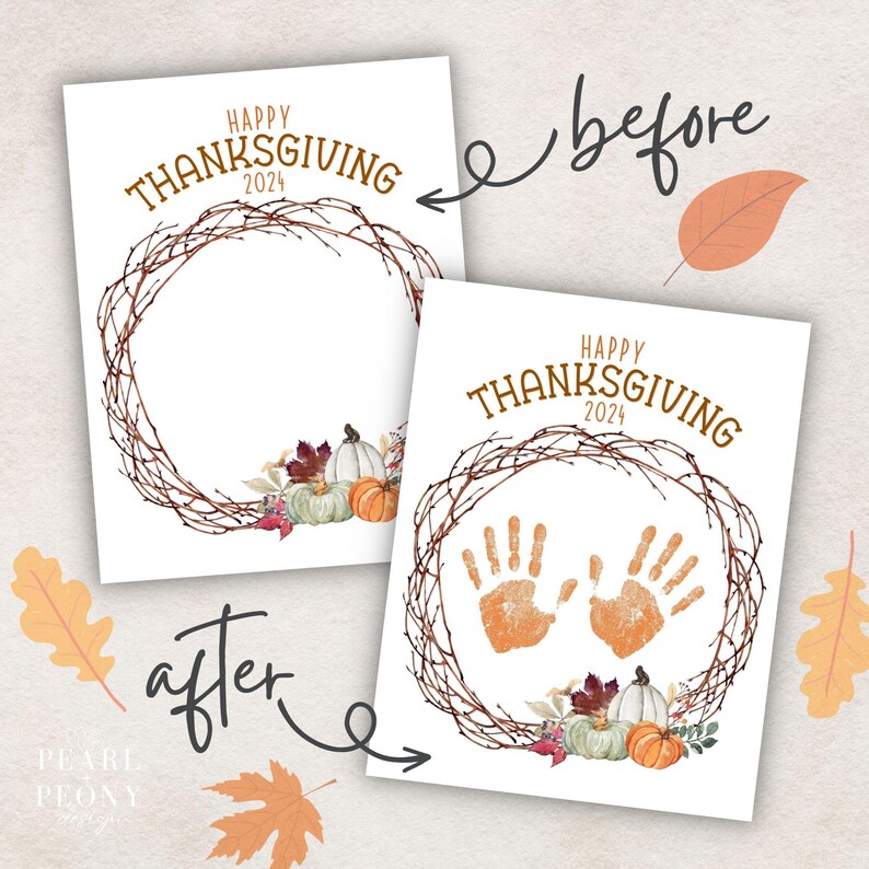 PRINTABLE Thanksgiving Handprint Art Craft, DIY Handprint Fall Art ...