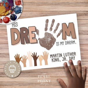PRINTABLE MLK Day Handprint Art Craft for Kids, Black History Month ...