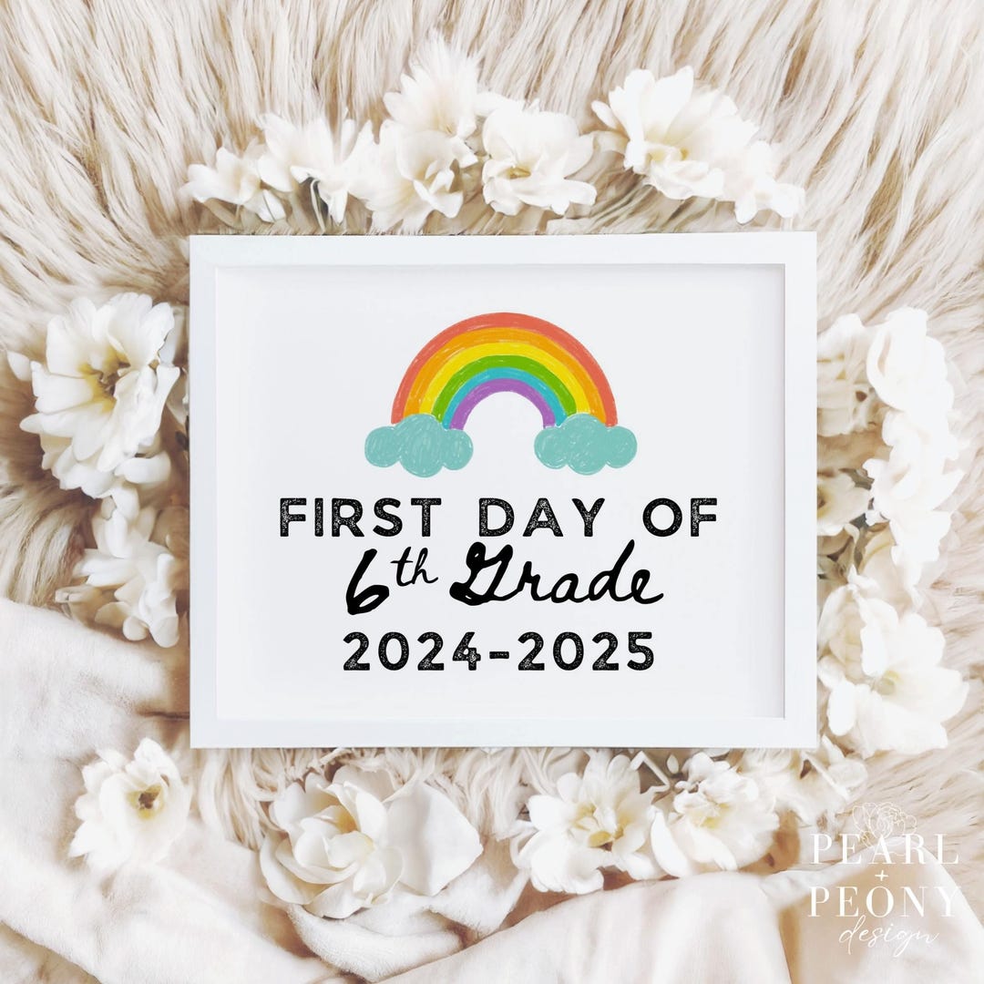 PRINTABLE 2024 Rainbow First Day of School Sign, Back to School Photo ...